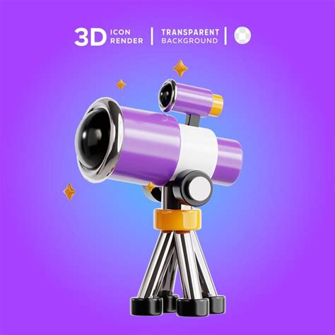 Premium Psd Telescope 3d Illustration Rendering