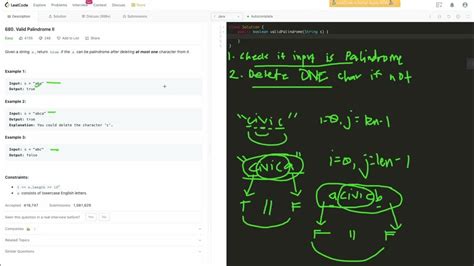 Valid Palindrome Ii Leetcode 680 Java Youtube