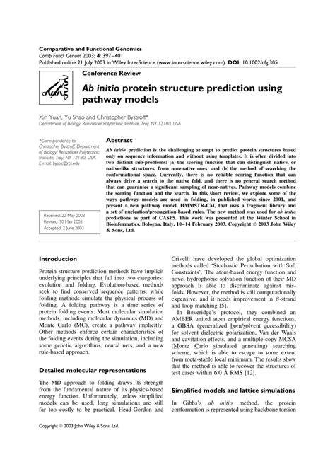 Pdf Ab Initio Protein Structure Prediction Using Pathway Models