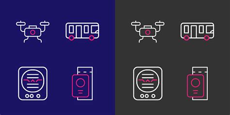 티켓 태도 표시기 공항 버스 및 드론 비행 아이콘이 있는 라인 여권을 설정합니다 벡터 건네주기에 대한 스톡 벡터 아트 및 기타 이미지 건네주기 계기판 차량 부분 공항