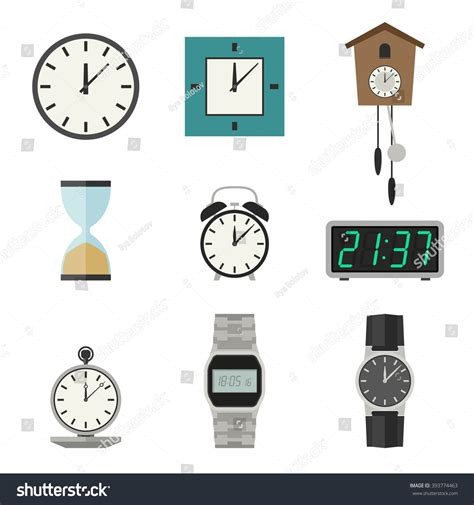 Different Types Clocks Watches Raster Version Stock Illustration 393774463 Shutterstock