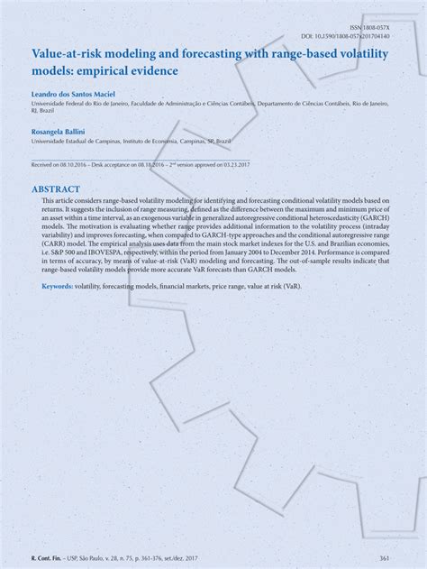 pdf value at risk modeling and forecasting with range based