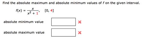 Solved Find The Absolute Maximum And Absolute Minimum Values