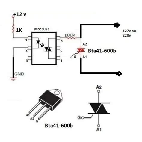 Triac Bta41 600b Diac Moc3021 Opto Acoplador Arduino Pic Shopee Brasil