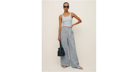 Reformation Fernando Linen Wide Leg Pant In Grey Lyst Uk