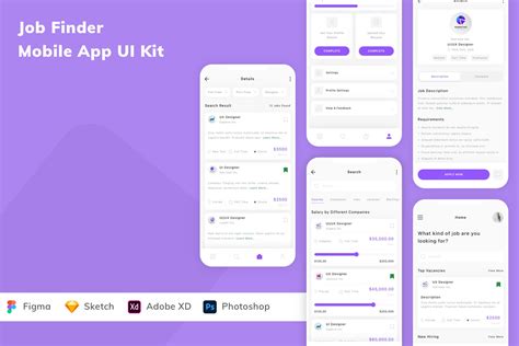 Job Finder Mobile App Ui Kit Ui Kits And Libraries ~ Creative Market