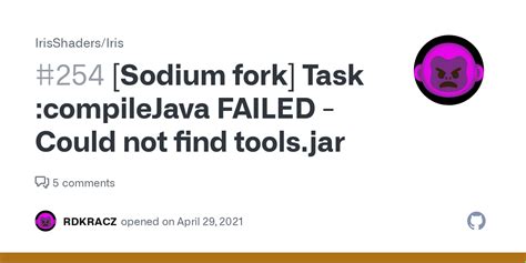 Sodium Fork Task Compilejava Failed Could Not Find Toolsjar