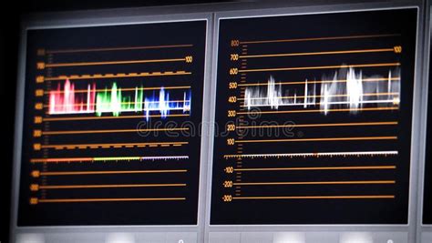 cnc machine monitor display with program code running and numbers stock