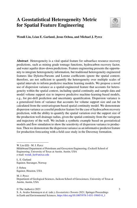 Pdf A Geostatistical Heterogeneity Metric For Spatial Feature Engineering