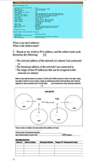 Solved What Is My Ipv4 Address What Is The Subnet Mask 2 Based On
