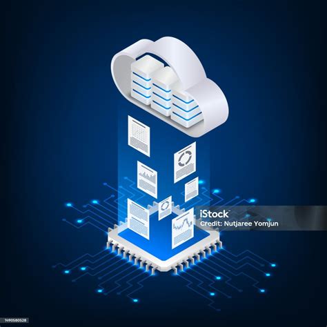 벡터 아이소메트릭 클라우드 전송 데이터 보호 Cpu 마이크로칩 디지털 및 기술 개념 클라우드 컴퓨팅에 대한 스톡 벡터 아트 및 기타 이미지 클라우드 컴퓨팅 Sim 카드