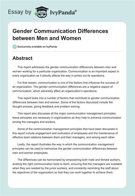 Gender Communication Differences Between Men And Women 2030 Words