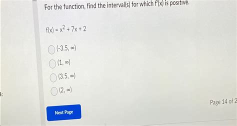Solved For The Function Find The Interval S ﻿for Which