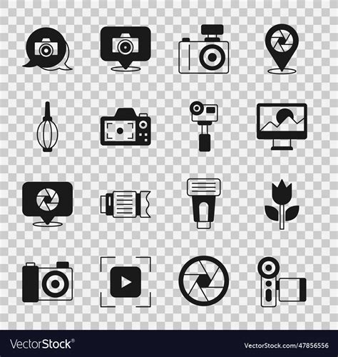 Set Cinema Camera Photo Mode Macro Retouching Vector Image