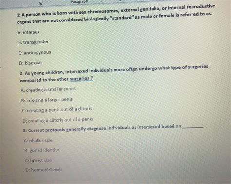 Solved Paragraph 1 A Person Who Is Born With Sex