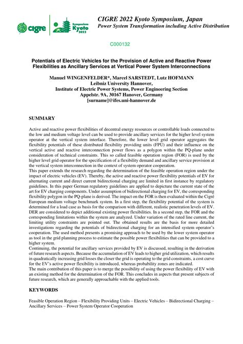 Pdf Potentials Of Electric Vehicles For The Provision Of Active And