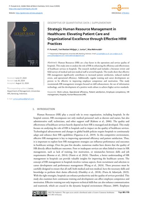 Pdf Strategic Human Resource Management In Healthcare Elevating