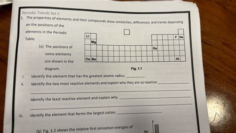 Periodic Trends Set Cthe Properties Of Elements And Their Compounds Show