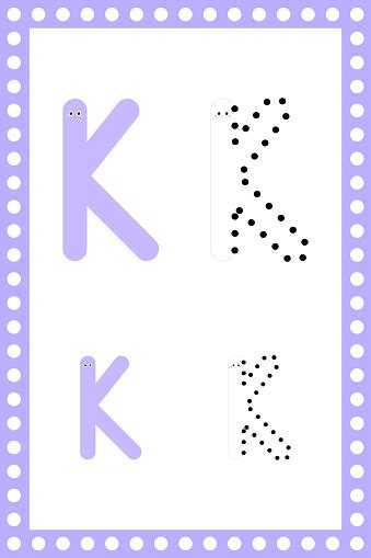 문자 K 소문자입니다 워크시트 어린이 교육 벡터 조판 알파벳순 글꼴 유치원 훈련 교육에 대한 스톡 벡터 아트 및 기타 이미지