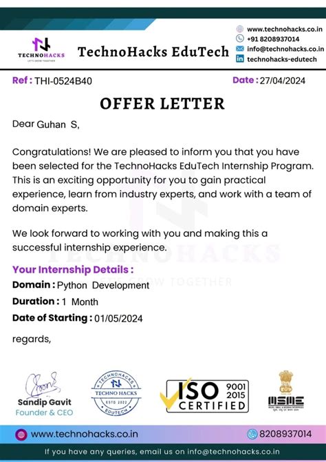 Guhan S On Linkedin Python Internship Technohackedutech