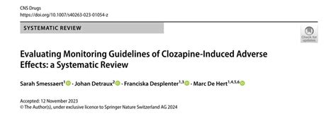 Pdf Evaluating Monitoring Guidelines Of Clozapine Induced Adverse