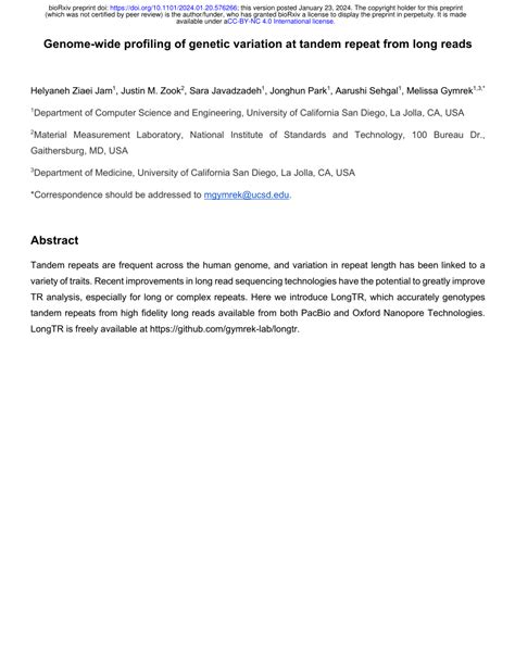Pdf Genome Wide Profiling Of Genetic Variation At Tandem Repeat From