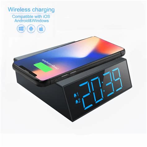 Modern Electronic Led Alarm Clock Wireless Charger Bedside Snooze Alarm Clock With USB Charging