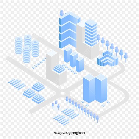 25d 파란색 그라디언트 크리 에이 티브 솔리드 기하학 아이소 메트릭 미니멀리스트 도시 건축 분포 기하 Stereoscopic Png 일러스트 및 벡터 에 대한 무료