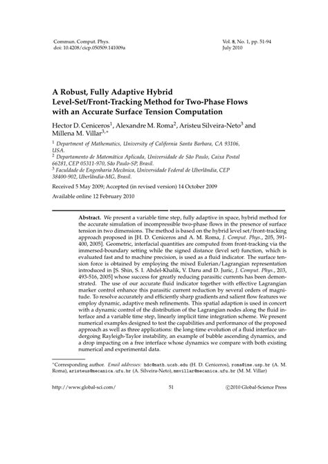 pdf a robust fully adaptive hybrid level set front tracking method