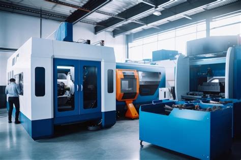 Premium Ai Image 3d Printing Facility With Workers Operating Advanced Machines Creating