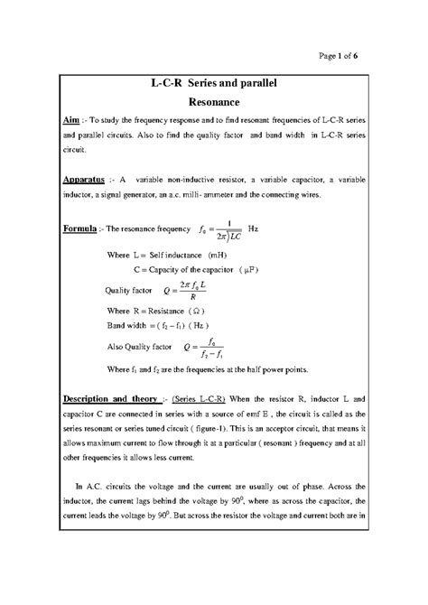 l c r circuit series and parallel 1 l c r series and parallel