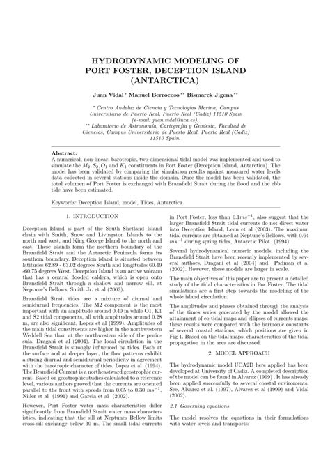 Pdf Hydrodynamic Modeling Of Port Foster Deception Island Antarctica