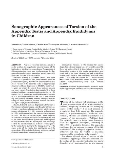 Pdf Sonographic Appearances Of Torsion Of The Appendix Testis And