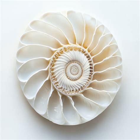 Closeup Of A Nautilus Shell With Its Intricate Spiral Pattern Stock