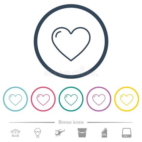 Heart Shape Outline Flat Color Icons In Round Outlines Stock Vector Illustration Of Happy