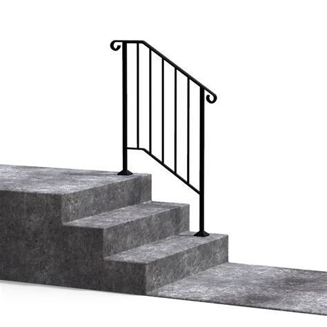Picket 2 Stand Alone Wrought Iron Handrail Fits 2 Or 3 Stairs Diy
