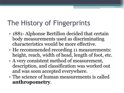 Bertillon System Body Measurement 2 Morphological Descriptions Body