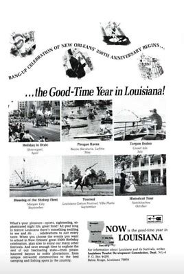 1968 Louisiana State Vacation Vintage Color Print Ad Travel Ephemera