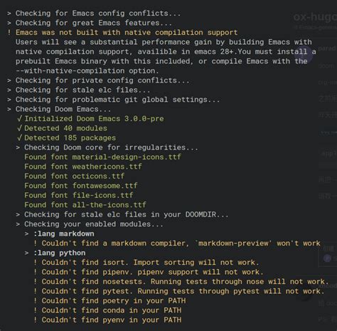 ox hugo 突然就不好用了 用 doom doctor 找到原因 但带来更多问题 emacs general emacs china