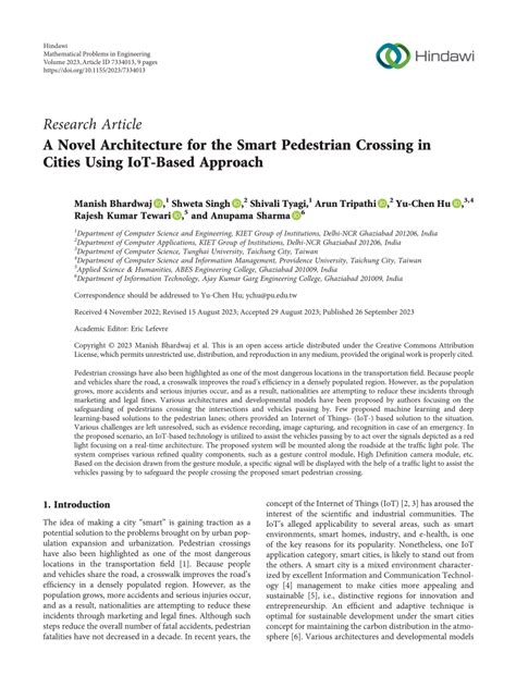 Pdf A Novel Architecture For The Smart Pedestrian Crossing In Cities