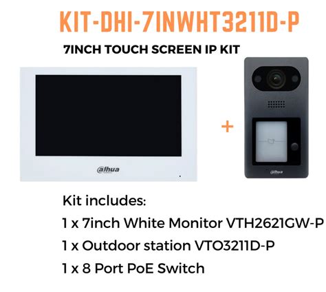 Dahua Kit Dhi 7inwht3211d P 7inch Touch Screen Ip Intercom Kit