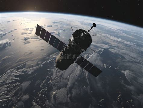 A Satellite In Earth Orbit Satellite Above The Earth Makes
