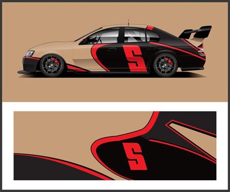 랩 차량 경주용 자동차를 위한 자동차 랩 디자인 프리미엄 벡터