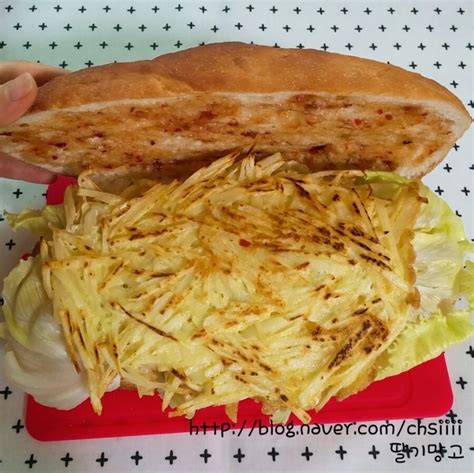 감자채 패티 수제버거샌드위치