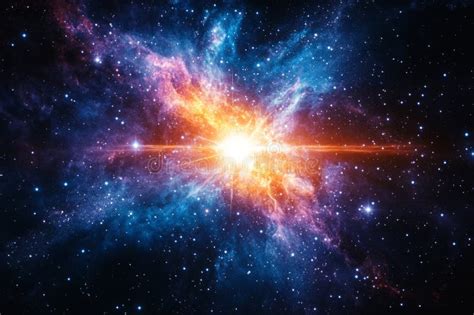 Supernova Exploding In The Deep Space With Surrounding Nebula And Glowing Gases Stock Image