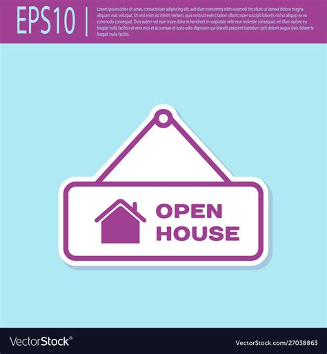 Retro Purple Hanging Sign With Text Open House Vector Image