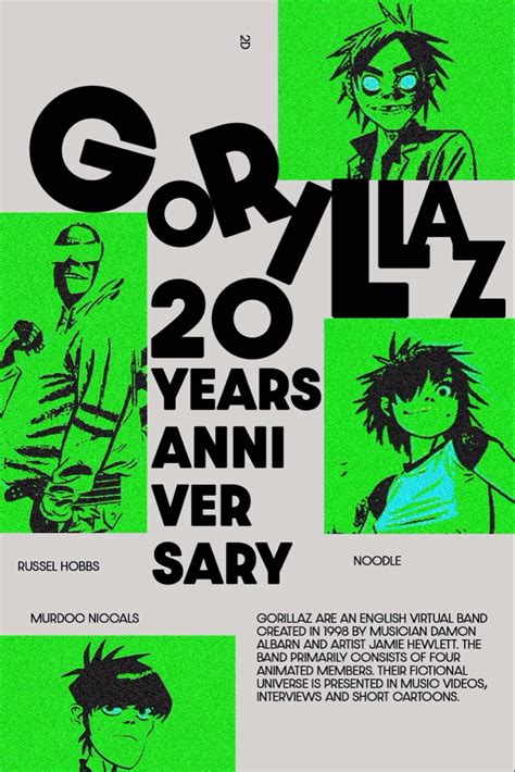 Gorillaz Poster Impresión De Póster Póster Gráfico Póster De Banda