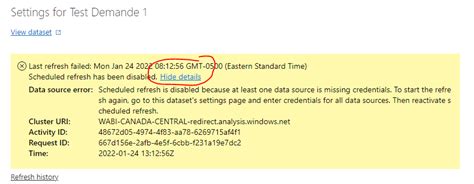 Re Power Bi Service Dataset Refresh Error With My Microsoft