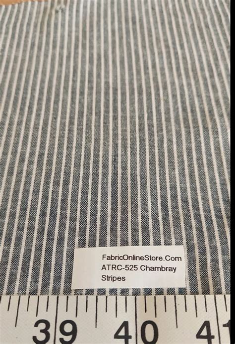 Gray Striped Chambray Fabric For Sewing Vintage Skirts Retro Shirts