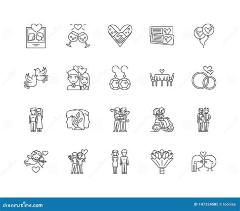 Engagement Line Icons Signs Vector Set Outline Illustration Concept Stock Vector